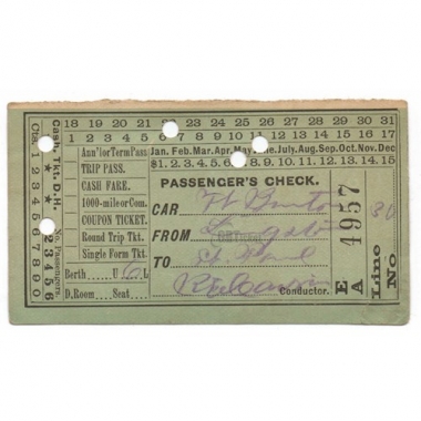 Railway Ticket, USA, Pullman's Palace Car Co, From ? - St Paul ...
